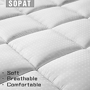 SOPAT Extra Thick Mattress Topper King 400TC Cotton Pillow Top Breathable Mattress Pad Protector with 8-22" Deep Pocket Soft Down Alternative Fill Mattress Cover (78x80 Inches, White)