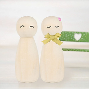 JAPCHET 50 Pack 3-1/2 Inch Large Wooden Peg Dolls, Unfinished Wooden Jumbo Peg People Wood Doll Bodies Figures for Painting, DIY Art Craft Projects, Home Decor