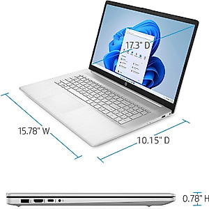 HP 17 Laptop, 17.3" HD Touchscreen Display, 12th Gen Intel i7-1255U Processor, 16GB RAM 1TB PCIe SSD, Backlit Keyboard, Webcam, WiFi, Bluetooth, Windows 11 Home, Natural Silver