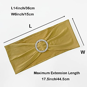 Maiangel Spandex Chair Sashes Bands 50PCS Stretch Chair Ties Bows with Buckle Slider for Wedding Party Banquet Decoration (Gold)