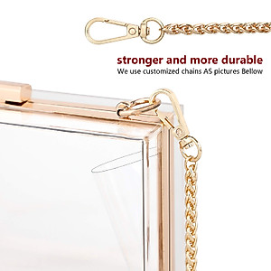 WJCD Women Clear Purse Acrylic Clear Clutch Bag, Shoulder Handbag With Removable Gold Chain Strap (Gold)