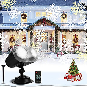 Christmas Snowflake Projector Lights,Christmas Projector Lights Outdoor Indoor Waterproof Light Projector for Snow Decorative Snowflake Lighting with Remote Timer for Xmas Halloween Holiday