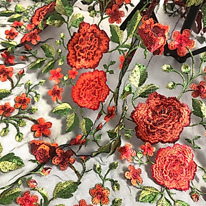 Buchuang DIY Design Fabric, Unique Black Mesh with Red Color Fabric, 71''x59'' is 1 Piece Premium Quality Perfect for Skirt & Dress Fashion, Cloth DIY, and Embroidery Lace Fabric Design(2Yards Black)