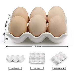 AbbyCindy 6 Cups Egg Tray Serveware, Eggs Dispenser, Egg Holder Set Kitchen Restaurant Fridge Storage Decorative Accessory (White,2 pack)