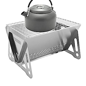 JPSDOWS Folding Grill, Stainless Steel Camping Grill Stove, Ultralight Campfire Stand, Tabletop Outdoor Smoker BBQ Grill for Picnic Garden Terrace, Outdoor Stove Burner, Hiking Travel Picnic BBQ