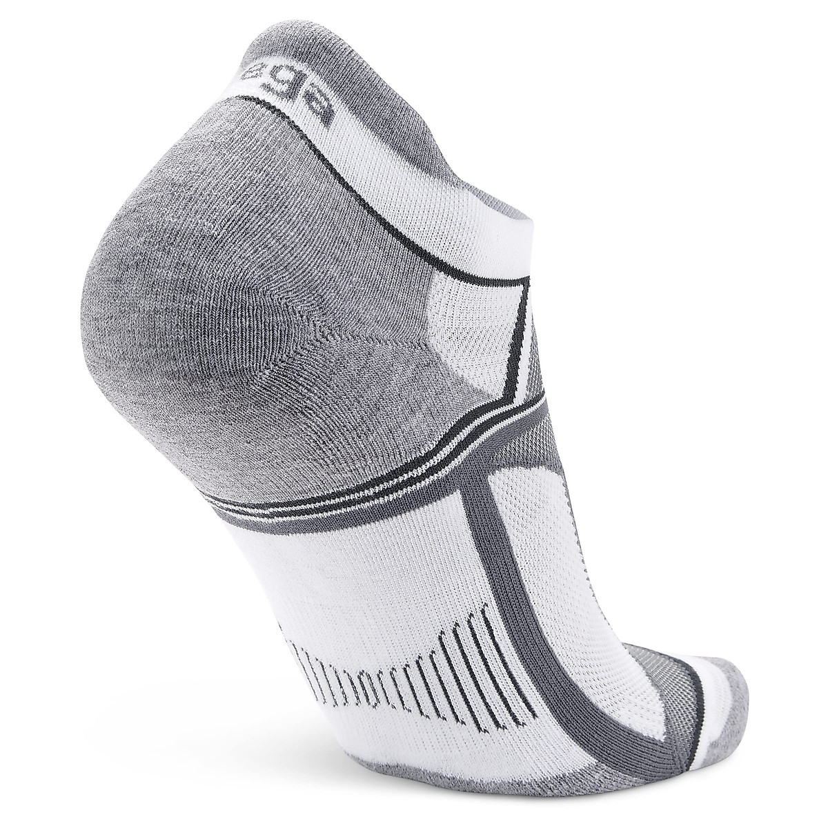 Balega Hidden Contour Upcycled Impact Resistance / Cushioning Performance No Show Athletic Running Socks for Men and Women (1 Pair) White/Grey, Medium