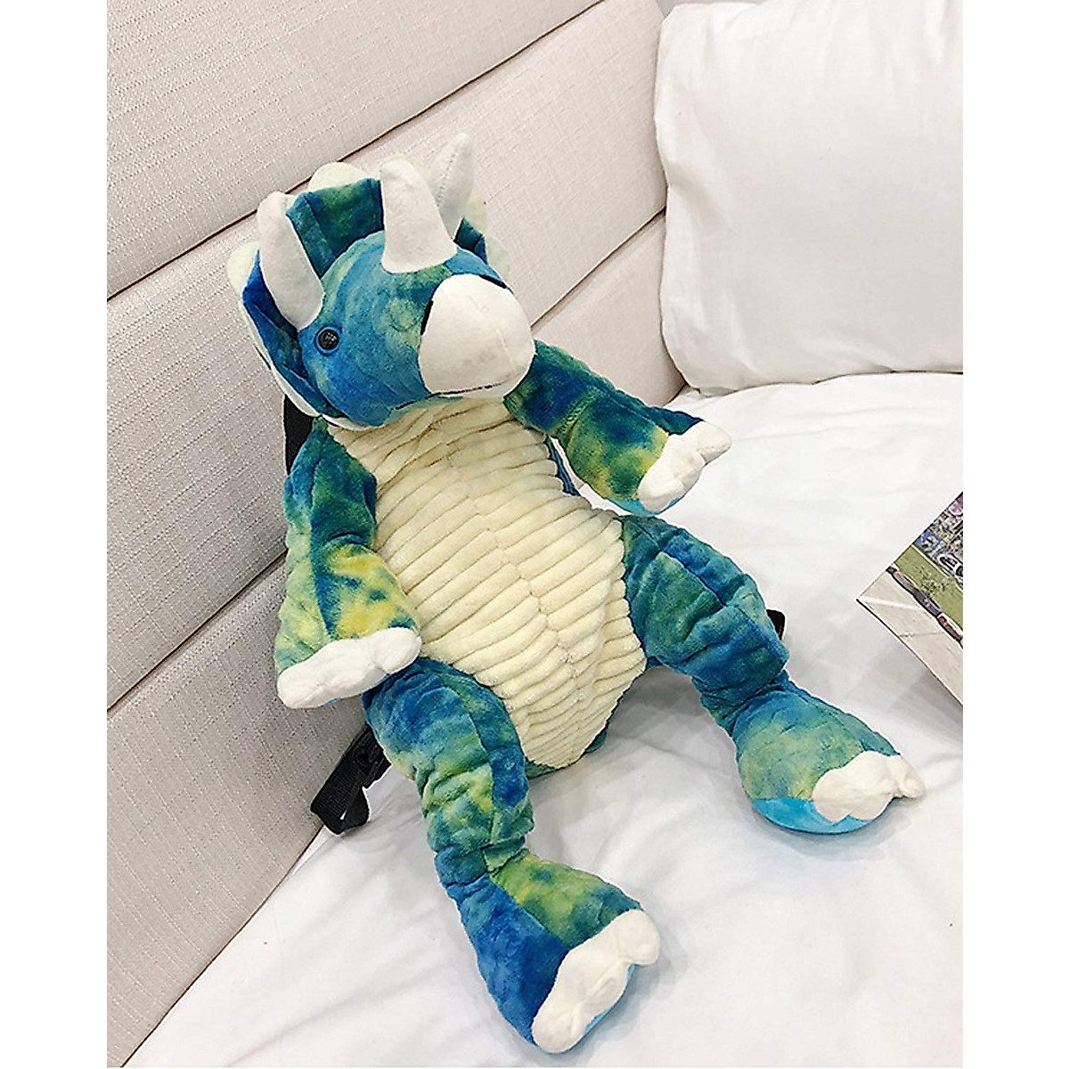 aporake 3D Dinosaur Backpack, Plush Dinosaur Zipper Backpack, Adjustable Straps Cartoon Animal Schoolbag, Great Gifts for Kids (Blue, 60cm)