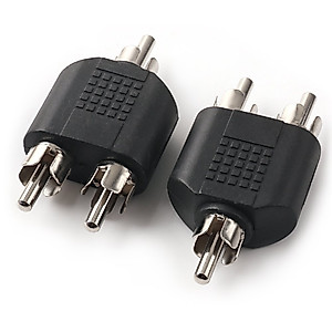 NANYI RCA Male to 2 RCA Male Audio Heads, RCA M One-Two RCA M Stereo Interconnect Audio Adapter, 2Pack (RCA M-2xRCA M)