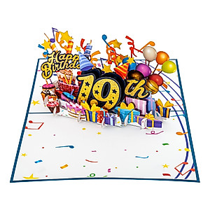 iGifts And Cards Happy 19th Blue Birthday 3D Pop Up Greeting Card – Awesome 19 Birthday Card Daughter, Son, Turning Nineteen Birthday Gift Grandson, Granddaughter, Unique Special Present, 5" X 7"