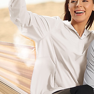 Mabove Women's UPF 50+ Sun Protective Hoodie Fall Long Sleeve Sun Shirts SPF Hiking Fishing Lightweight Shirt,Aqua Green-B-L