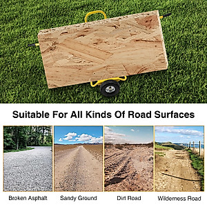 biosp Panel Truck Dolly Cart with 1200 LBS Load Capacity All Terrain Drywall Sheet Cart with Wheels Heavy Duty Rolling Panel Dolly Service Cart for Handling Sheetrock Drywall Plywood Lumar, Yellow