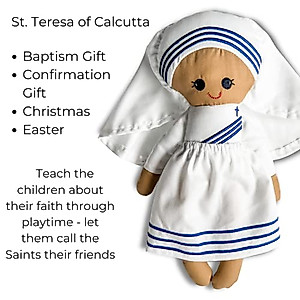 The Little Rose Shop Mother Teresa Plush Catholic Saint Doll - Toddlers and Preschoolers Stuffed Plush Doll Toy - Baptism Gifts for Home Christmas Decoration & Catholic Boys and Girls