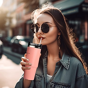 Replacement Straws for 40 oz Stanley Adventure Travel Tumbler, 12 inch Extra Long Clear Plastic Reusable Stanley Tumber Straws for Stanley Cup, Pack of 6 with 2 Cleaning Brushes