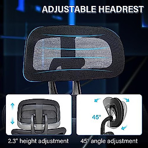 Ergonomic Mesh Office Chair with Retractable Footrest - High Back Computer Chair, Lumbar Support, 4D Adjustable Armrest and Headrest, Durable Base - Multifunctional Home Office Desk Chair for Adults