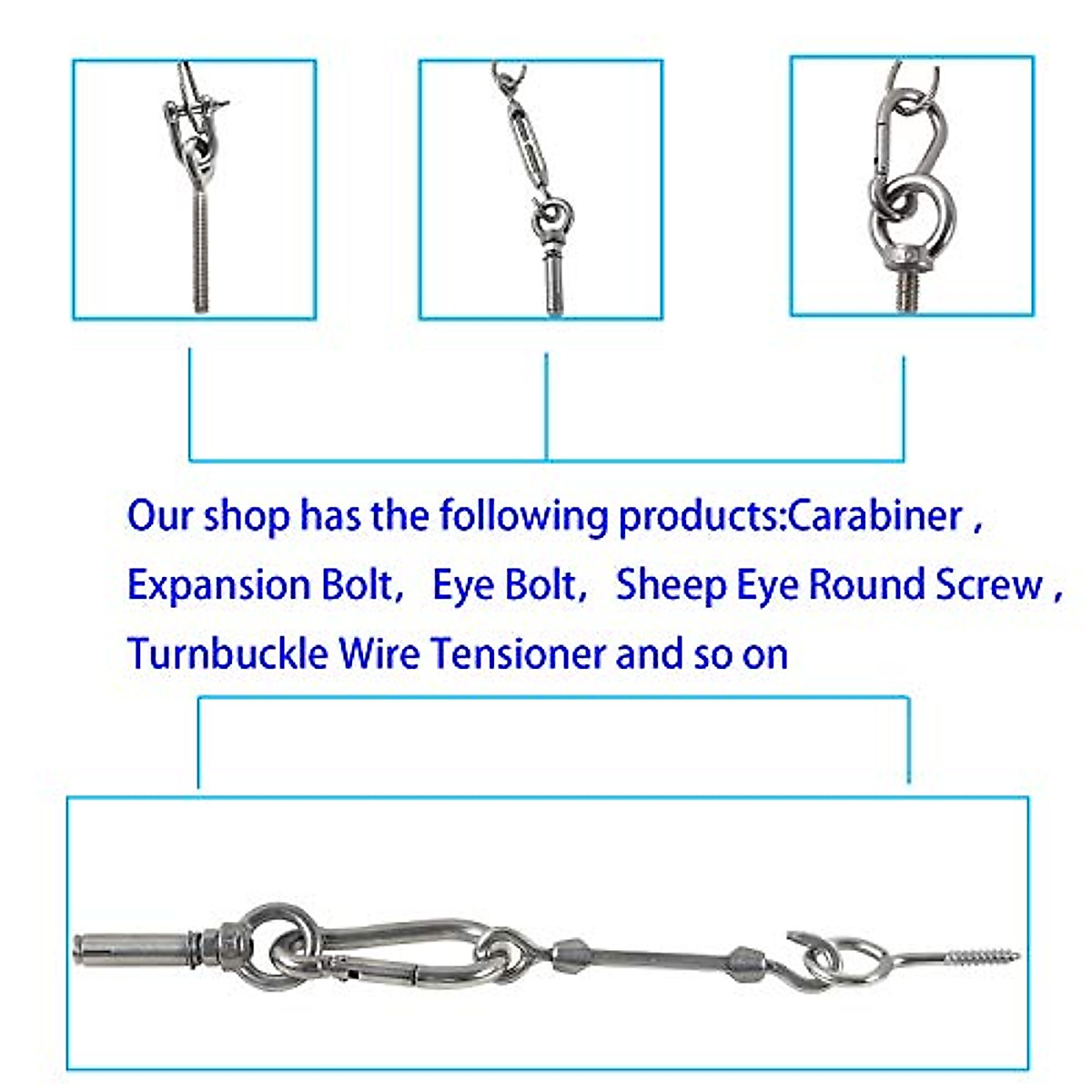 M5 Eye Bolt 304 Stainless Steel Ring Bolts Welded Closed Screw Rod Eye Screw Bolts Corrosion Resistant 10PCS