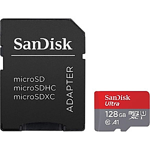 SanDisk 128GB Ultra UHS-I Class 10 A1 microSDXC Memory Card, 120MB/s Read, 10MB/s Write
