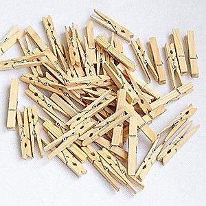 100 Pack Wooden Clothes Pins Small Laundry Wood Clips Clothing Pegs Bag Clips for Hanging Clothes, Hanging Pictures, Laundry Drying, Arts Crafts, Photo Wood Clip Pin with Spring