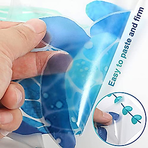 5 Sheets 3D Under The Sea Seaweed Wall Decals Sea Turtles Wall Stickers Ocean Grass Jellyfish Fish Removable Vinyl Wall Sticker for Kids Baby Bedroom Bathroom Living Room Wall Decor (Classic Style)