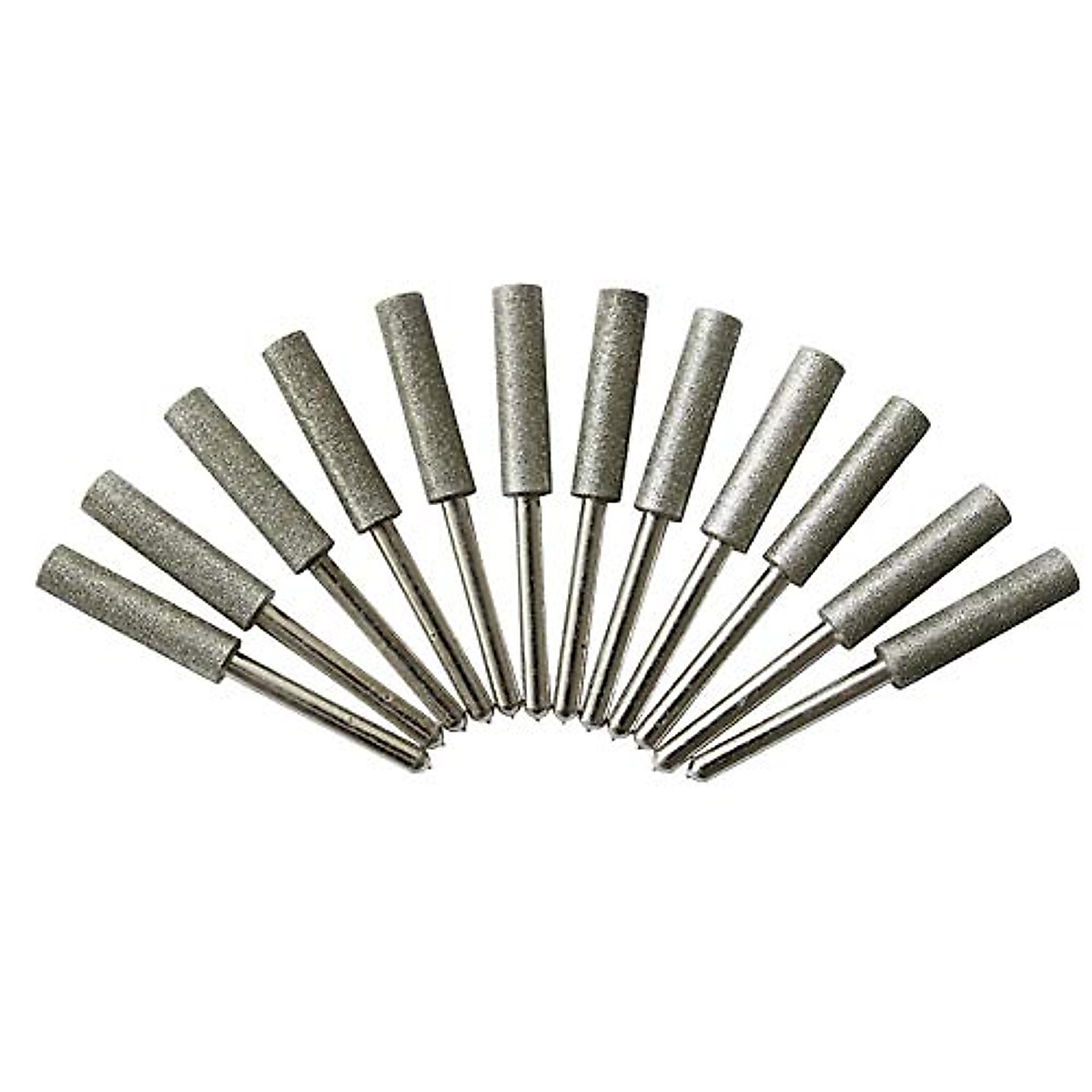 Chiloskit 12pcs 1/8 Shank Polishing Chainsaw Grinding Head Sharpener Burr Stone File Saw Tools 4/4.8/5.5MM (Diamond)