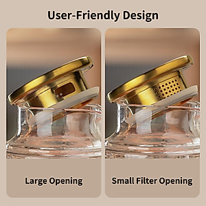 Buaic Glass Pitcher with Lid, 2 PACK 68 oz/2L Liter Vintage Water Pitcher, Clear Borosilicate Glass Water Carafe for Cold Brew, Coffee, Lemonade, Iced Tea,Beverage, Heat Resistant Water Glass Jug