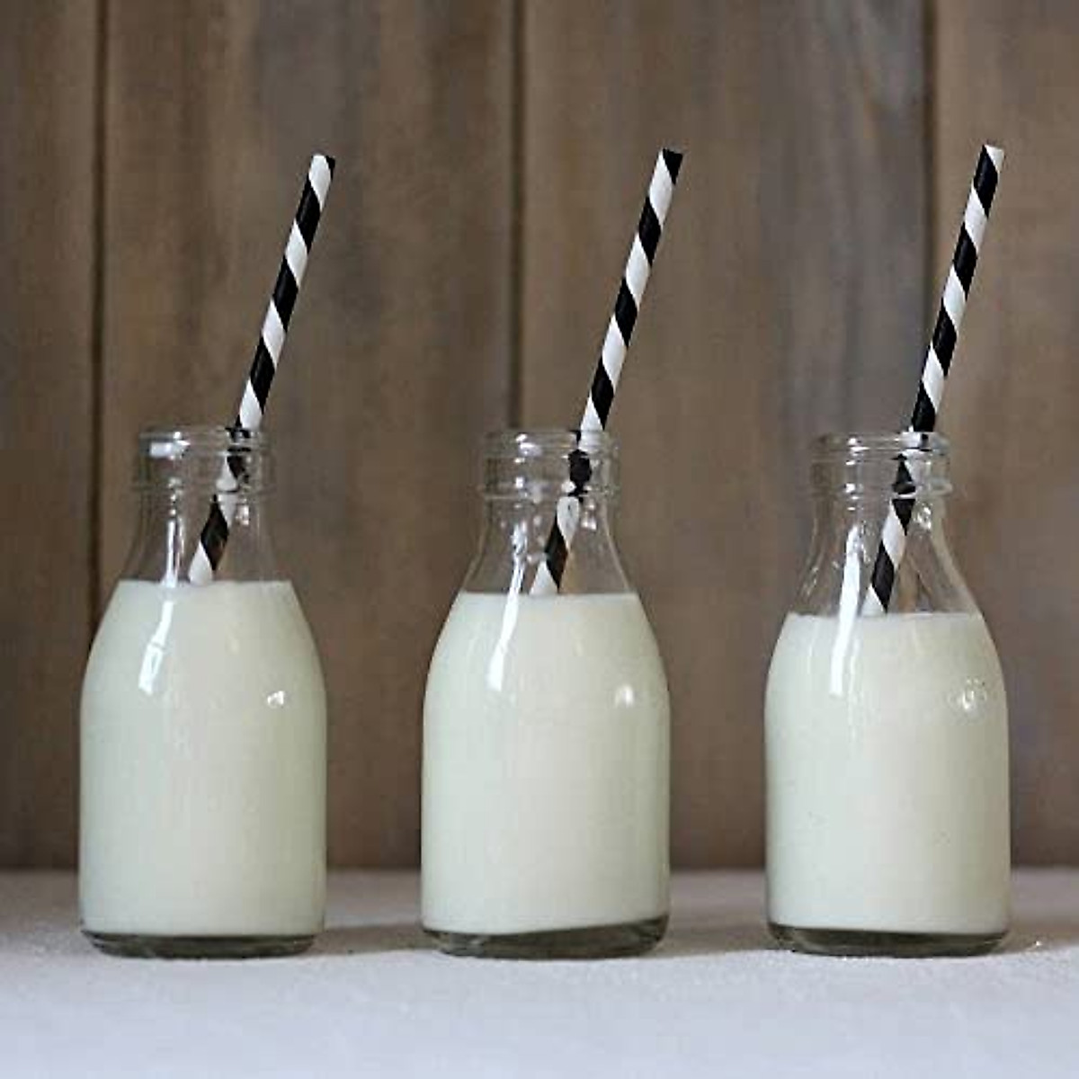 Shuiniba Biodegradable Striped Paper Straws,Paper Drinking Straws for Party, Events and Crafts,Baby Shower Decorations 7.75 Inches, Black White Striped - 100 Packs