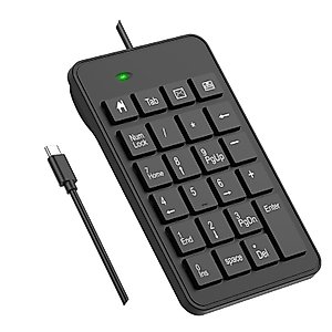 LOONASA Wired USB C Number Pad - 23 Keys Type C Numeric Keypad Upgraded Version of 10 Key USB Keyboard Financial Accounting Numpad Compatible for Laptop, PC, MacBook, Notebook, Desktop,Surface Pro