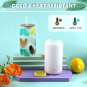 HTVRONT 8 PCS Sublimation Glass Cups Frosted -16oz Sublimation Glass Tumbler with Bamboo Lid - Sublimation Blanks for Painting, Sublimation and HTV Vinyl Crafts