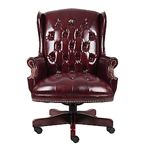 Boss Office Products Wingback Traditional Chair Vinyl in Burgundy
