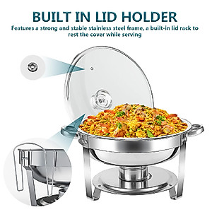 Chafing Dish Buffet Set 5 QT 4 Packs Stainless Steel Buffet Servers and Warmers, Chaffing Servers with Covers, Catering, Chafer,Food Warmer for Parties Weddings