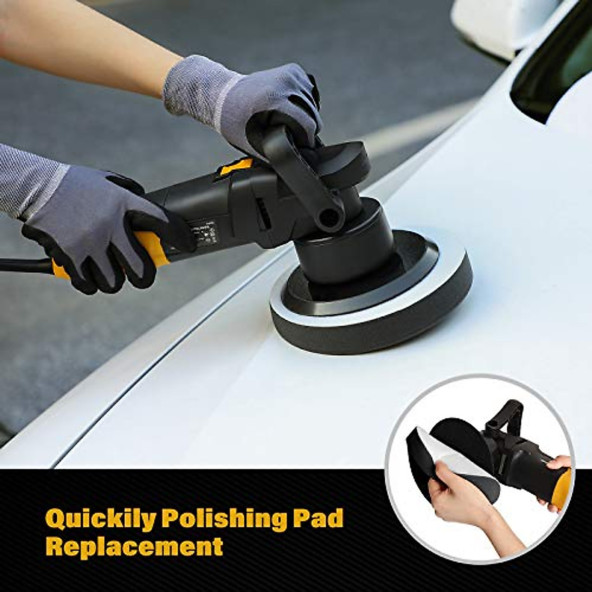 C P CHANTPOWER Buffer Polisher, 6 Inch Dual Action Polisher with Variable Speeds, Detachable Handles, Polishing Pads for Car Polishing, Sanding, Waxing