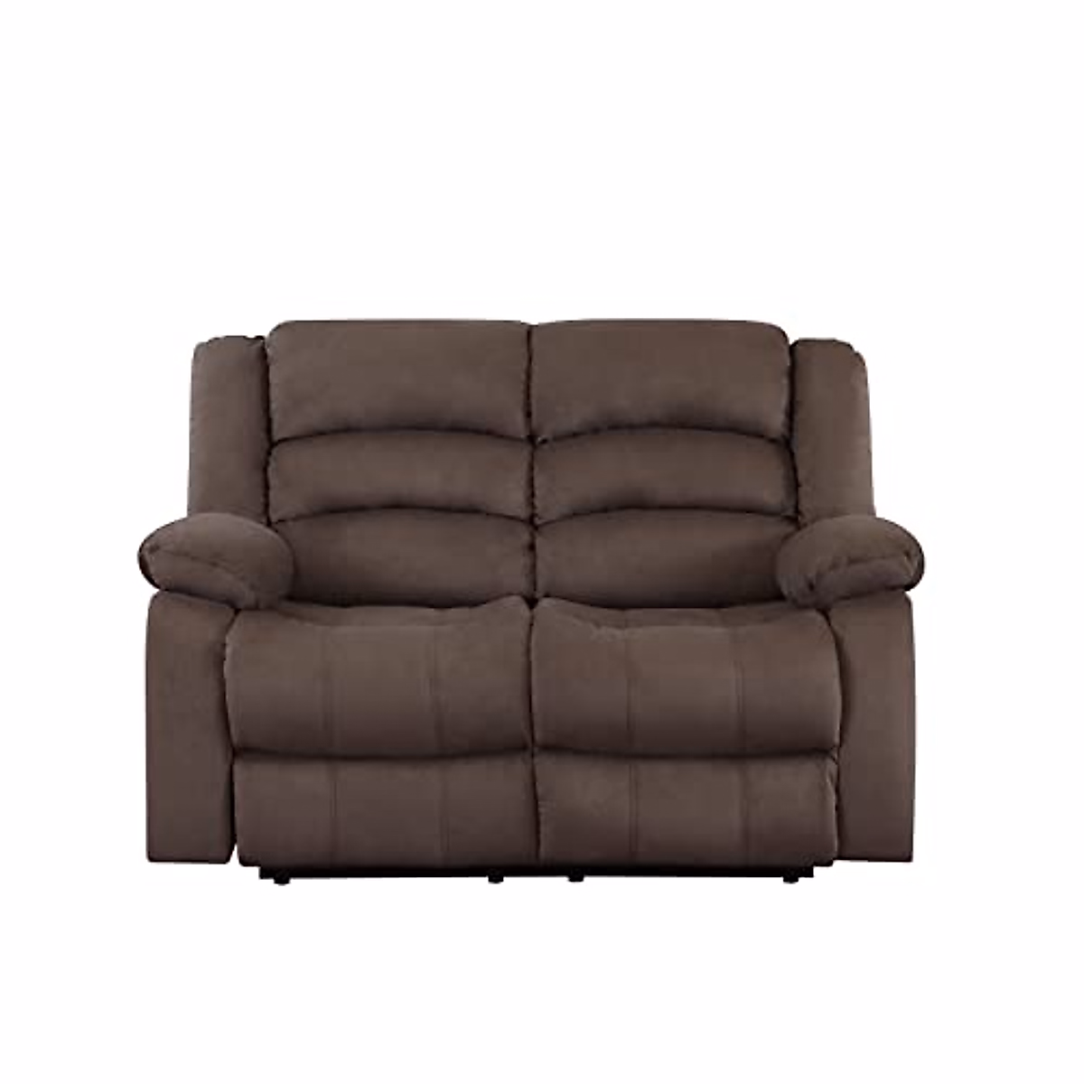 Blackjack Furniture Winthrop 60" Modern Manual Reclining Loveseat, Soft Microfiber Upholstery, Extra Padded Back, Lumbar Support & Smooth Reclining Mechanism, Space-Saving Recliner, Loveseat, Brown
