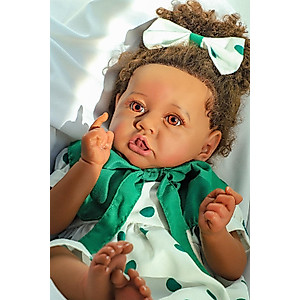 COSYOVE Reborn Baby Dolls Black Girl -Saskia, 23 Inches Realistic Baby Dolls with Lifelike African American Vinyl Body-Newborn Baby Doll Gift Set for Kids Age 3+