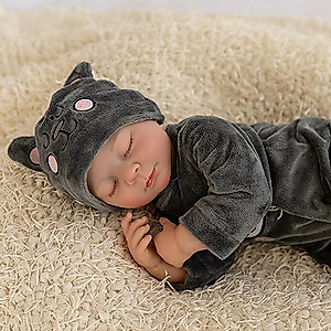 FANCCI Reborn Baby Dolls, 18 inch Newborn Baby Boy Doll, Lifelike Handmade Doll Full Body Vinyl Baby Doll, Advanced Painted Christmas/Birthday Gift for Kids Age 3+ (Allen.X)