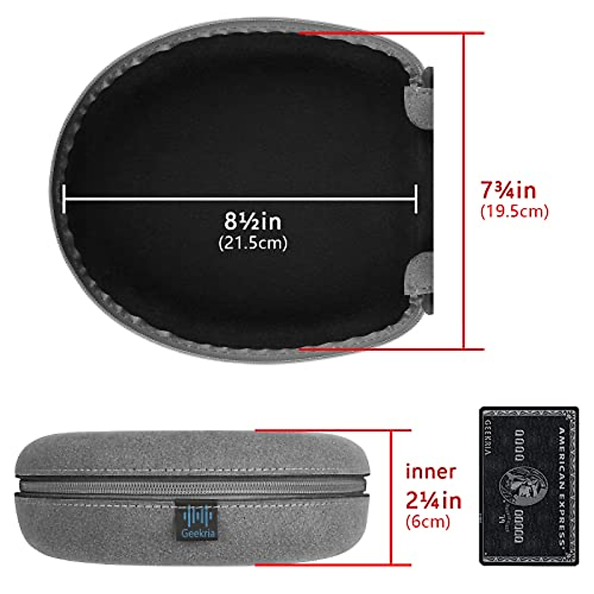 Geekria Shield Headphones Case Compatible with AirPod Max Case, Will Make Headphones Into Sleep Mode Immediately, Replacement Hard Shell Travel Carrying Bag with Cable Storage (Dark Grey)