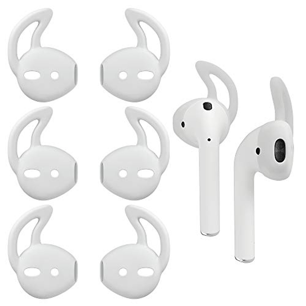 Anti-Slip Eartips Soft Silicone Skin Gels Earhooks Covers with Secure Wing Earbuds Sport Accessories (Clear) 4 Pairs