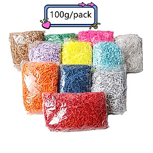 JINZOFLY Crinkle Cut Paper Shred Filler, Shredded Paper for Gift Box, Crinkle Paper Cut Paper Easter Grass Tissue Paper for Gift Wrapping & Basket Filling (Orange)