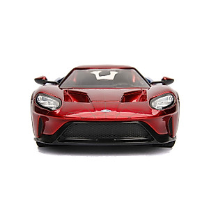 Jada Toys Marvel 1:24 2017 Ford GT Die-cast Car with 2.75" Spider-Man Figure, Toys for Kids and Adults, Red/Blue (99725)