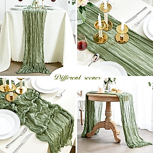 6 Pack Sage Green Cheesecloth Table Runners 10ft Wide Gauze Table Runners Boho Table Runners for Bridal Shower Wedding Birthday Party Table Decorations