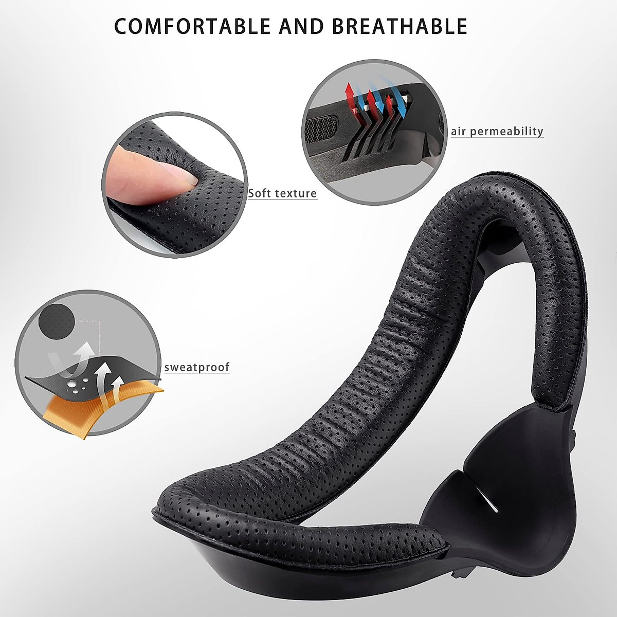 Gorliskl Facial Interface for Oculus Quest 2 ，Resilient VR Facial Vent Soft Interface Bracket &Anti-Leakage Light PU Leather Foam Face Cover Replacement Pad（Widened Version） Upgrade Accessories