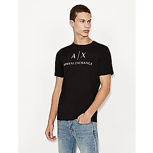 A|X ARMANI EXCHANGE mens Classic Crew Logo Tee T Shirt, Black, Small US