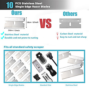Gomake Razor Blade Scraper Tool with Blade Storage Container, Glass Cooktop Stove Scraper with 10PCS Stainless Steel Blades for Glass Clean,Paint,Old Label,Decal Sticker,Adhesive Remover-Grey