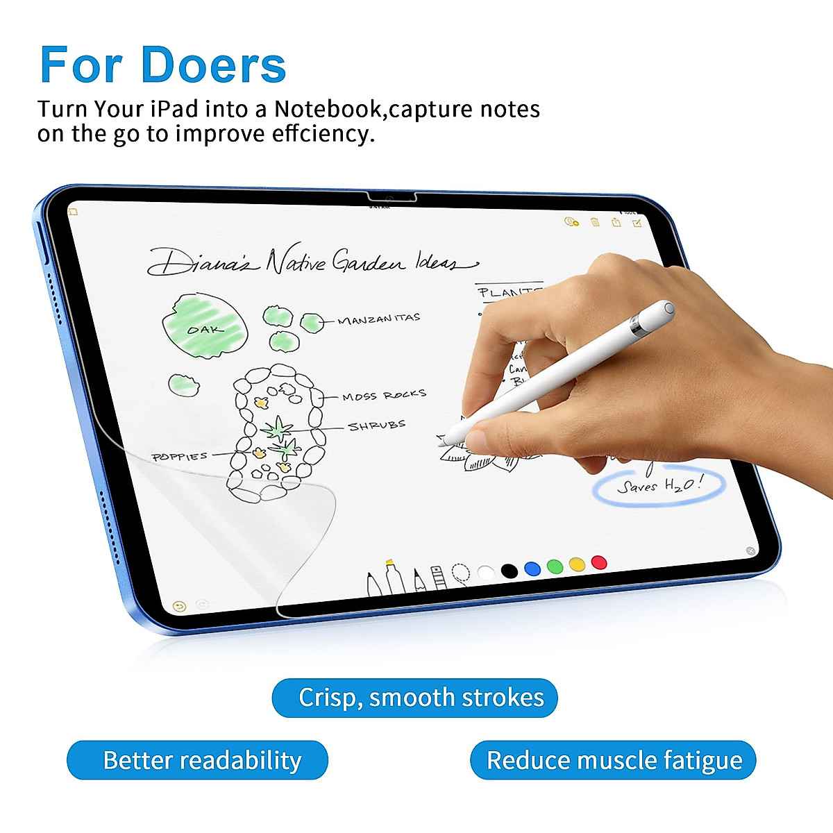 (3 Pack) Paper Screen Protector Compatible with iPad 10th Generation 2022 10.9inch, Anti Glare Matte Paper Screen Protector - Write, Draw & Sketch with Apple Pencil as Using on Paper