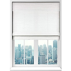 Calyx Interiors Cordless Seaside White Bamboo Roman Shades Blinds - Size: 24" W x 74" H (Model: 04CBF240740)
