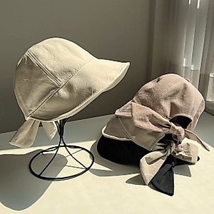 VIEWLAP Cotton 100% Wide Brim Bucket Hat with Ribbon Point Mesh Lining Adjustable Sun Hat for Women Girls (Pink)