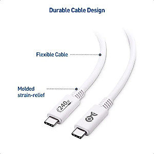Cable Matters [USB-IF Certified] 240W USB C Cable 6.6 ft for MacBook Pro, Dell XPS (USB C Charger Cable, 140W USB C Cable, USB C Charging Cable) with Power Delivery 3.1 in White (USB 2.0, No Video)