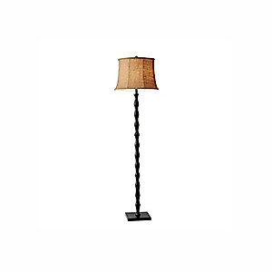 Adesso 1523-01 Stratton Floor Lamp, 62 in., 2 x 150 W Incandescent/CFL, Black/Brown, 1 Black Lamp