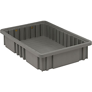 Quantum Storage DG92035GY Dividable Grid Storage Container, 16-1/2" L x 10-7/8" W x 3-1/2" H, Gray (Pack of 12)