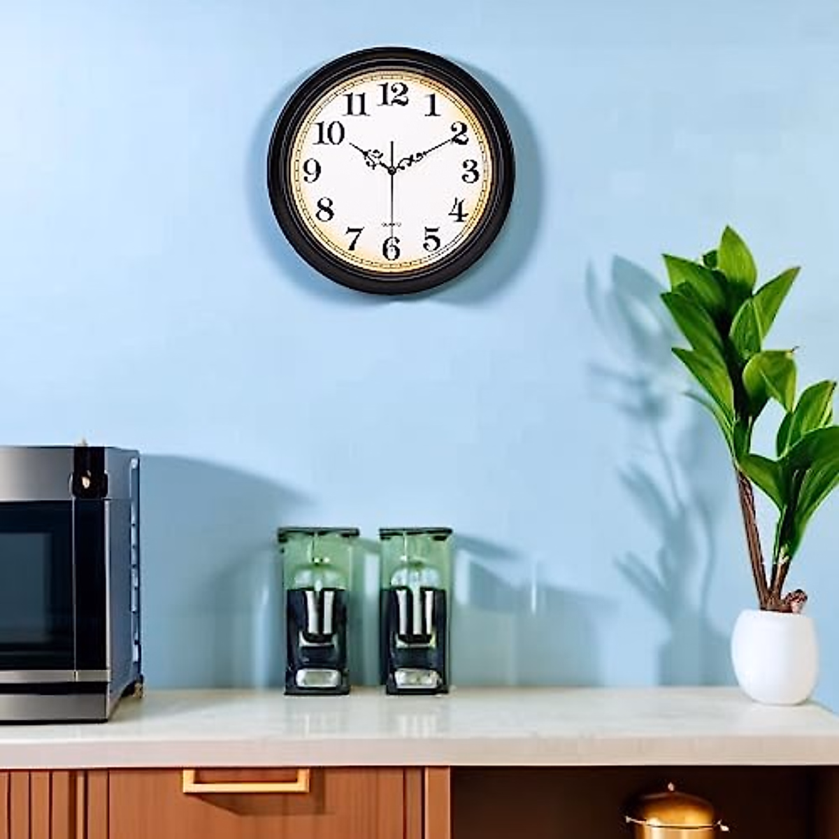 Yoiolclc Wall Clock Silent Non-Ticking Retro Wall Clocks Classic Battery Operated for Kitchen, Bedroom, Classroom Decor (12 Inch, Black)