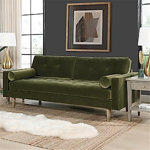 Jennifer Taylor Home Nicholas 83.5" Mid-Century Modern Sofa, Olive Green Performance Velvet