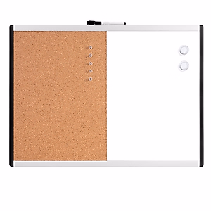 Amazon Basics Magnetic Dry-Erase Board, Combo Board, Plastic/Aluminum Frame, 17" x 23"